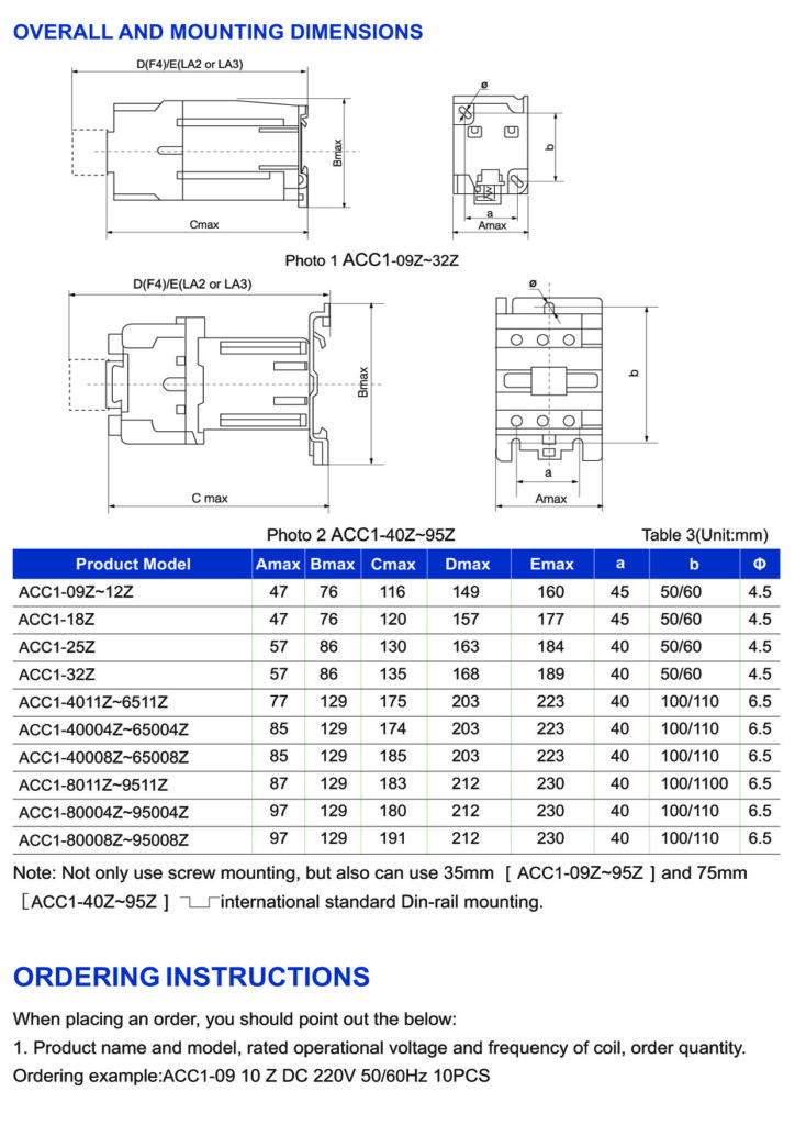 ACC1-6511Z DC operated AC contactor | Shanghai Anson Electric ...
