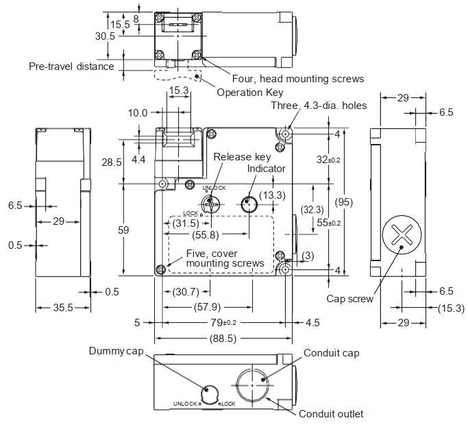N4SL-P1AFA-B+K1 series Safety door switch +with Front-inserted ...